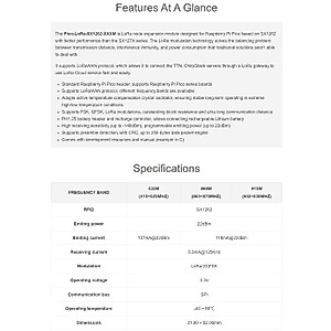 waveshare SX1262 LoRa Node Module for Raspberry Pi Pico LoRaWAN Protocol Support Choice of Frequency Band-915M