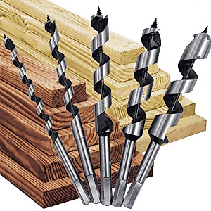 Wood Auger Bits 1/4 in. x 9 in. Screw Point Hex Shank for Wood Deep Hole Drilling