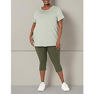 Amazon Essentials Women's Active Sculpt Workout Athleisure High Rise Capri Leggings (Available in Plus Size), Olive, Medium