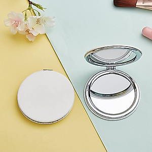 Zcooooool Makeup Mirror, 6.7 cm Round Folding Mirror, Professional Double-Sided Makeup Mirror (one Side Enlarged, The Other Side Normal) PU Surface Mirror