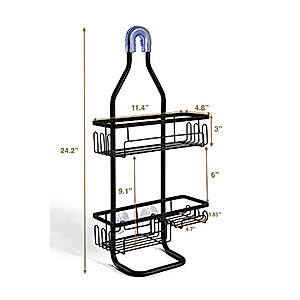 SunnyPoint Sturdy Tubing Structure Bathroom Hanging Shower Head Caddy Organizer (Standard, Black)