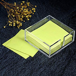 Acrylic Cocktail Napkin Holder for Table, Lucite Clear Beverage Napkin Holder Square Rectangle for Dinner, Kitchen, Bathroom, Restaurant, Bar (2 Pieces, 5.5 x 5.5 Inch)
