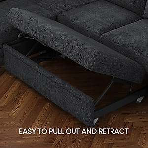 Belffin Sectional Sleeper Sofa Couch with Pullout Bed Modular Sectional Pull Out Couch with Storage. Dark Grey Couch