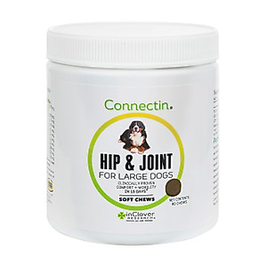 In Clover Connectin Hip and Joint Tablet Supplement for Large Dogs. Combines Glucosamine, Chondroitin and Hyaluronic Acid with Herbs for Comfort and Mobility