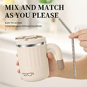 Insulated Coffee Mug - 480ml Coffee Tumbler | Vacuum Insulated Tumbler Cup with Handle & Lid | Double-Walled Portable Travel Mug | Leak-Proof Thermal Drink Container for Home, Ofice & Camping