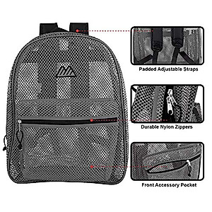 Summit Ridge Mesh Backpacks for Kids, Adults, School, Beach, and Travel, Colorful Transparent Mesh Backpacks with Padded Straps Large