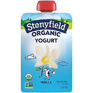Stonyfield Organic Kids Vanilla Whole Milk Yogurt Pouch, 3.5 oz., Single Serving Snack