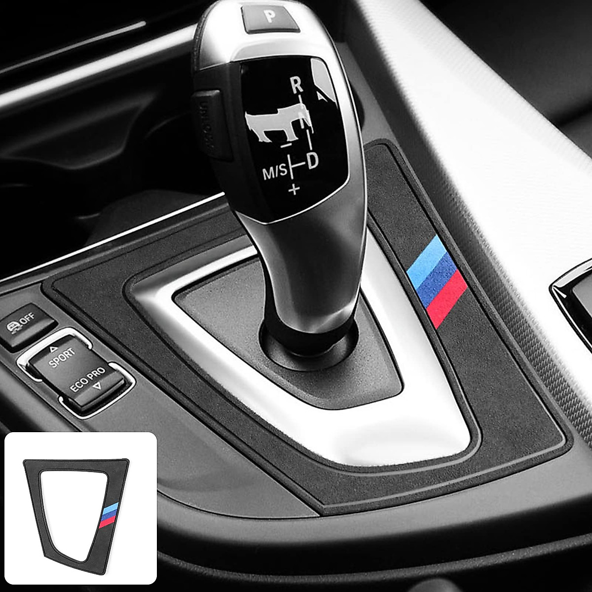 BETTERHUMZ Alcantara for BMW F30 F32 F31 F33 F36 3 Series Car Gear Shift Knob Panel Cover Interior Trim Sticker (Black)
