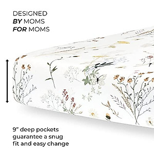 Pobibaby - 2 Pack Premium Fitted Baby Girl Crib Sheets for Standard Crib Mattress - Ultra-Soft Jersey Knit, Safe and Snug, and Stylish Floral Crib Sheet (Wildflower)