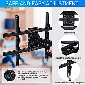 C-MOUNTS Full Motion TV Wall Mount Bracket Dual Articulating Arms Swivels Tilts Rotation for Most 37-75 Inch Flat Curved TVs,Holds up to 110lbs, Max VESA 684x400mm,Fits up to 16" Studs