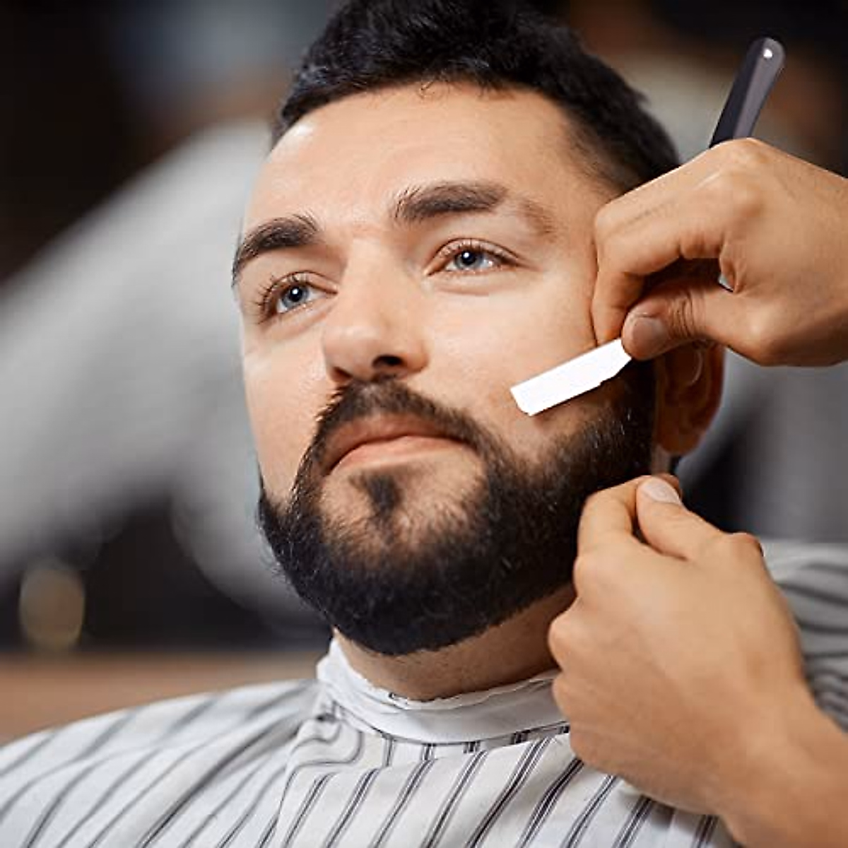 Straight Edge Razor with 100 Single Derby Straight Razor Professional Straight Blade Razor Men's Straight Shaving Razors (Black - Plastic Handle)