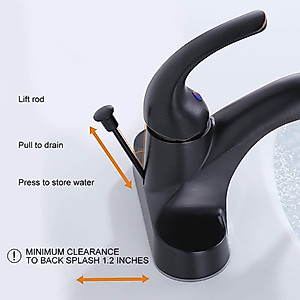 WOWOW Single Handle Commercial Bathroom Faucet Oiled Rubbed Bronze 4 inch Centerset Bathroom Basin Sink Faucets One Handle Vanity Faucets Basin Mixer Tap with Lift Rod Drain Assembly