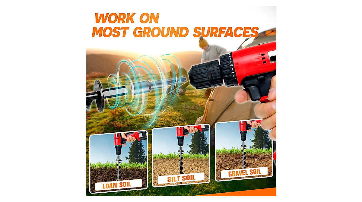 Heavy Duty Ground Anchors with Power Nut Driver for Outdoor Use