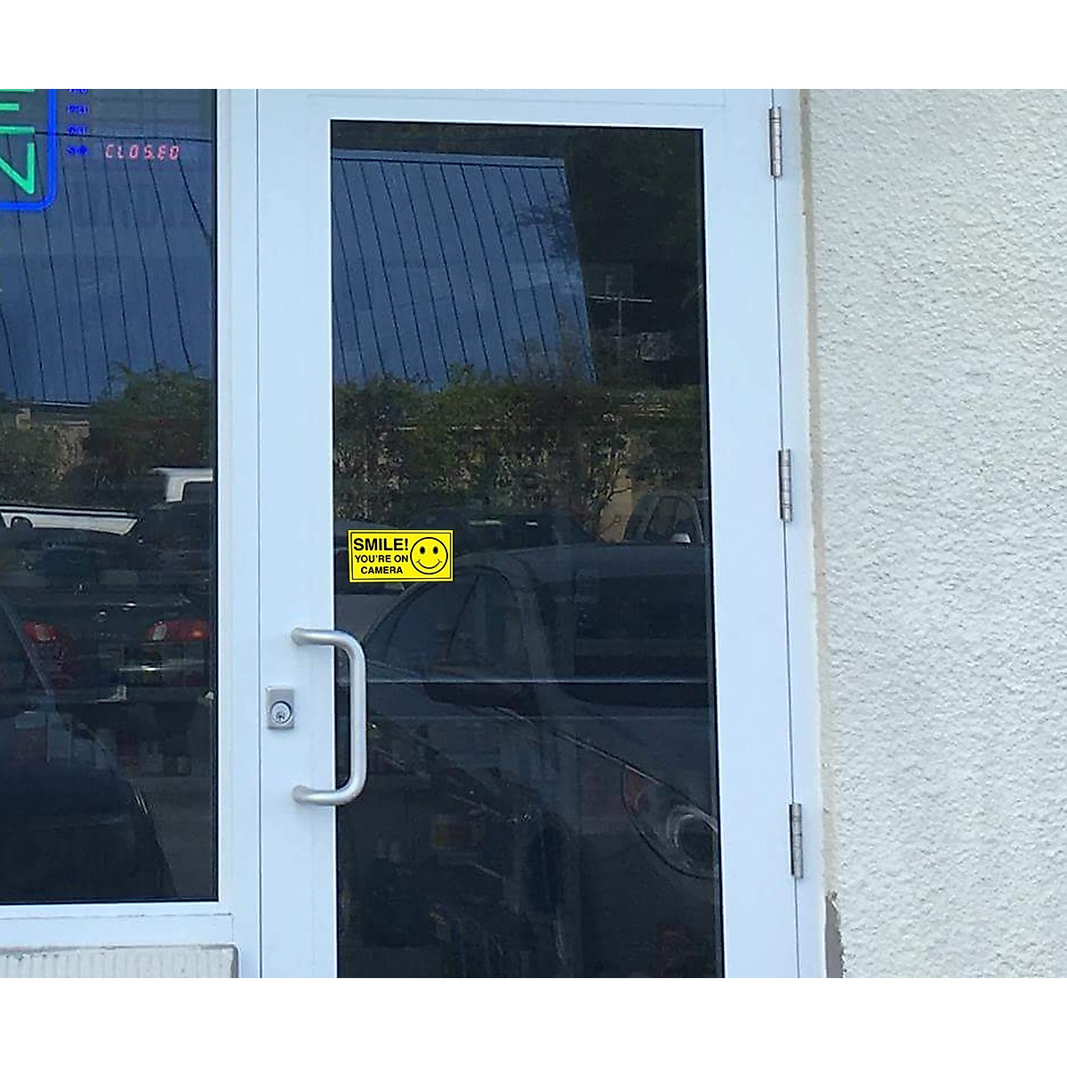 (Set of 6) Smile You're On Camera Sign - 2" x 4" - 4 Mil Vinyl - Laminated for Ultimate Protection & Durability - Self Adhesive Decal - UV Protected & Weatherproof - Heavy Duty