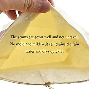 HAHIYO Canvas Clothespin Laundry Bag Hanging Storage Organizer Holds Pins Sturdy 12.2 x 10.45in Roomy Deep Easy Reach Grab for Sliding Easy Hook Clothesline Rod Not Pierce Cloth Washable No Mold 1 PCS