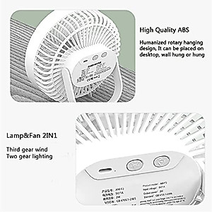 HAIDOLIANG Personal Desk Fans,7 Inch Table Fans,USB Rechargeable Portable Fan with LED Lights,3 Speeds Quiet Battery Operated, Baby Stroller Cooling Fans,Ceiling Mini Fan For Travel Camping Bedroom