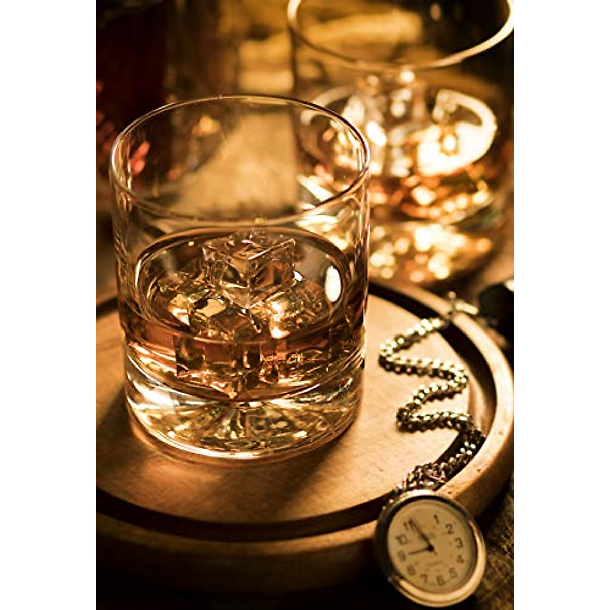 Mofado Weighted Crystal Whiskey Glasses - 12oz (Set of 2) - Thick, Stable, Heavy Hand Blown Crystal in a Gift Box - Perfect for Scotch, Bourbon, Manhattans, Old Fashioned Cocktails