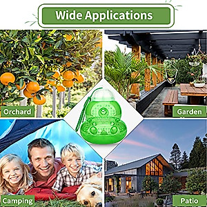 Wasp Traps Outdoor Hanging, Wasp Repellent Outdoor Yellow Jacket Bee Traps Catchers Killer for Outside Carpenter Hornet Wasp Deterrent Non-Toxic Reusable Hanging Bee Trap 2 Pack Green