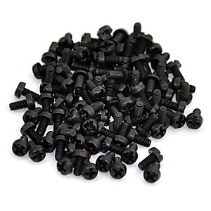 Electronics-Salon 100pcs M3 x 6mm Nylon Machine Screw, Black, Combination Phillips-Slotted Drive, Pan Head, Metric