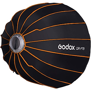 Godox QR-P70 27.5 Inch Parabolic Softbox Bowens Mount, Quick-Setup Quick-Folding, with Front & Inner Diffuser and Carrying Bag for Godox SL60W VL150 UL150 SL150II SZ150 and Other Bowen Mount Lights…