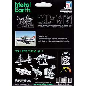 Fascinations Metal Earth Cessna 172 Airplane 3D Metal Model Kit