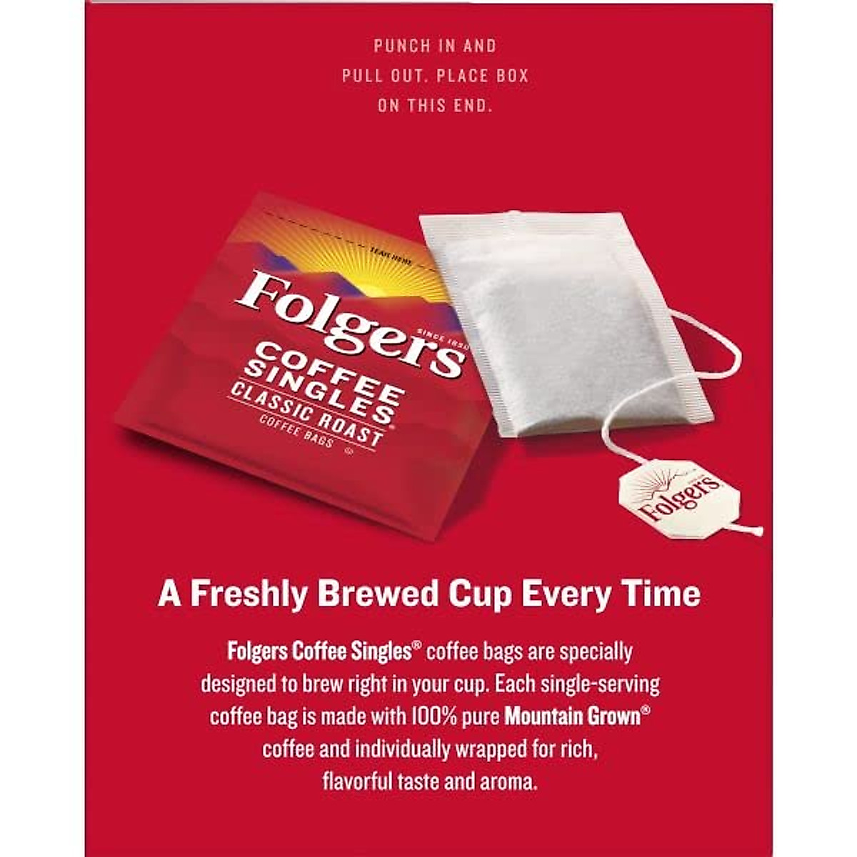 Folgers Coffee Singles Classic Medium Roast Coffee Bags 19 Count (Pack of 6)