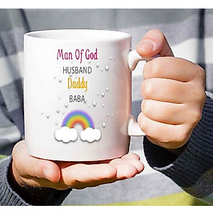 Christian Believers Gift, Wonderful Christmas Present for a Baba - Man Of God Prayers, Navy Multicolor Unisex Sweat 11 Oz White Ceramic Coffee Mug