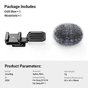 SmallRig Cold Shoe Adapter with Windshield for Sony ZV-E10, ZV-1 and ZV-1F - 3526