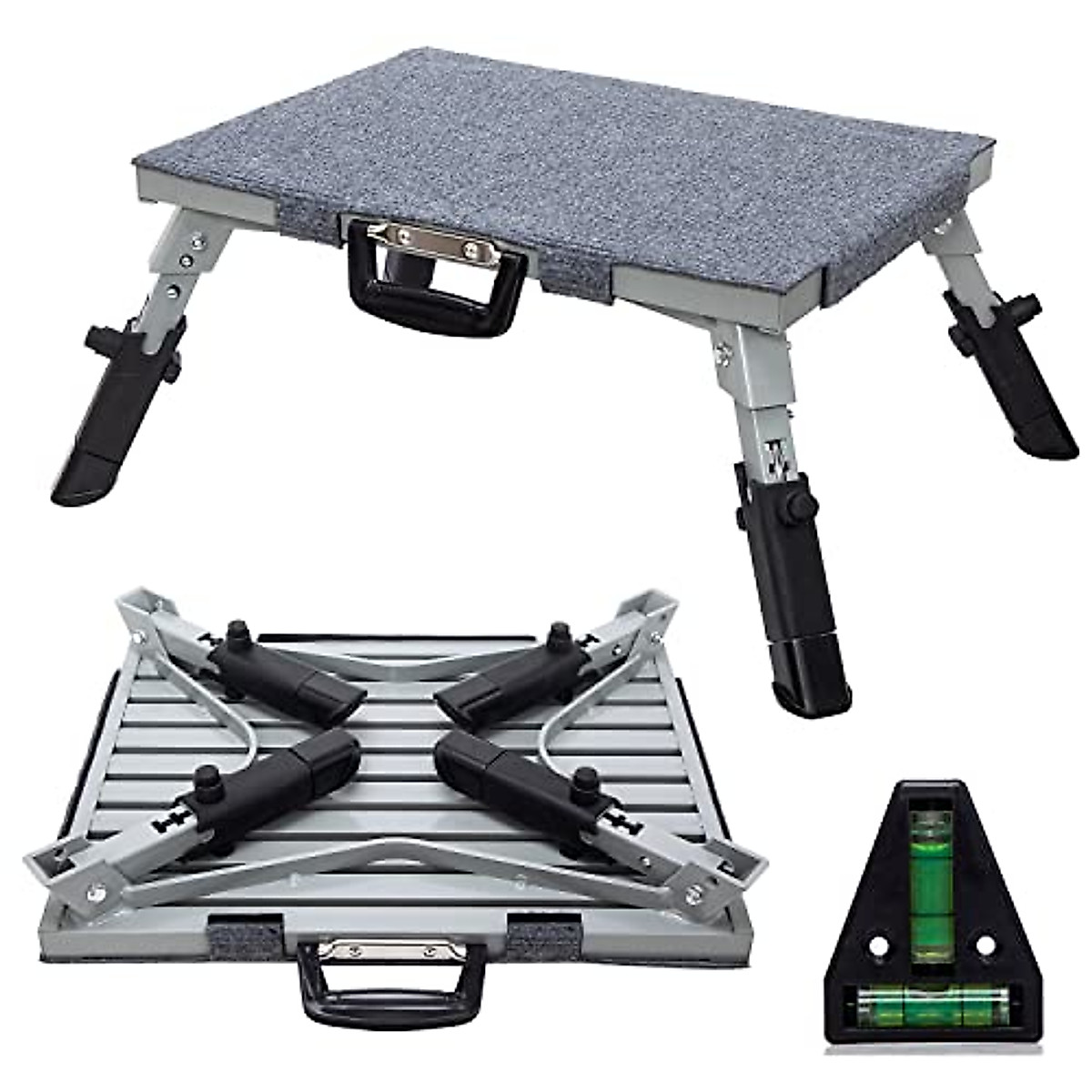 Homeon Wheels Larger Aluminum RV Steps, Adjustable Height Aluminum Folding Platform Step with Non-Slip Rubber Feet RV Stair Cover, Keep RV Cleaner and Safer-Supports Up to 1500 lbs