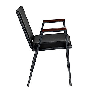 Flash Furniture 4 Pack HERCULES Series Heavy Duty Black Vinyl Stack Chair with Arms