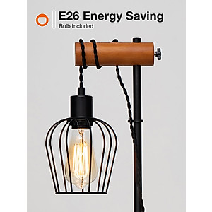 addlon Industrial Vintage Floor Lamp, Ajustable Farmhouse Floor Lamp, Wood Standing Lamp with Sturdy Base Rustic Tall Pole Light, Unique Tree Floor Lamps for Living Room Bedroom Office (2Bulb)