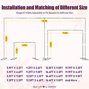 10 X 20 FT Heavy Duty Backdrop Stand Pipe Kit with Base, Rectangular Adjustable Backdrop Stand for Wedding Birthday Party Photo Booth Background Photography Exhibition Decoration