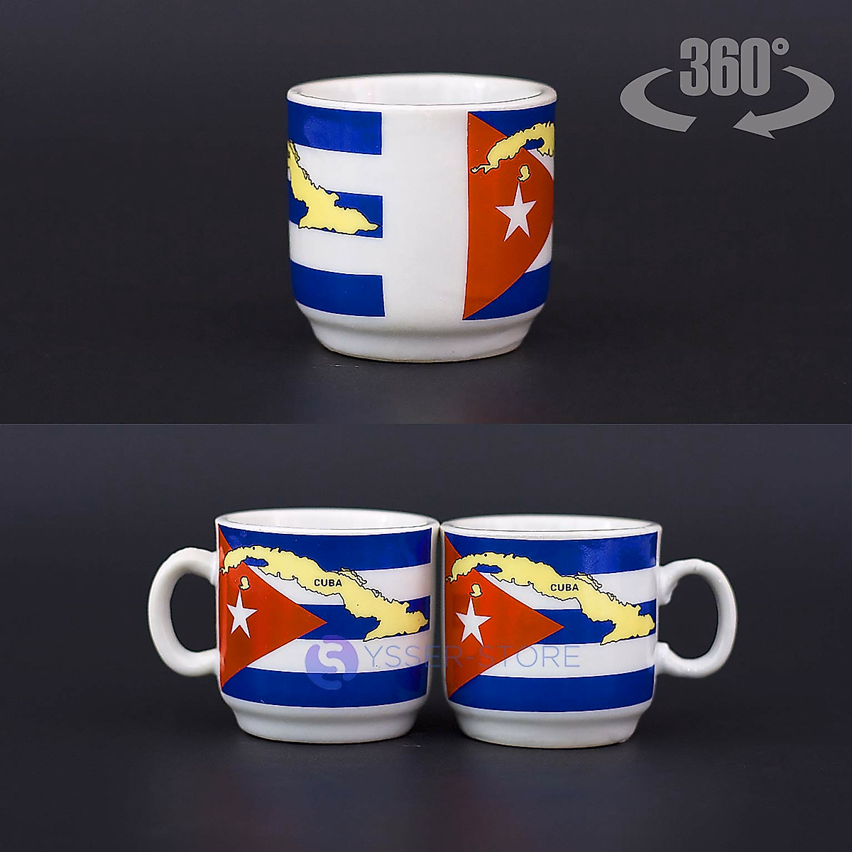 Cuban Expresso Cup Set. 6 cups, 6 saucers. Total 12 Pieces.