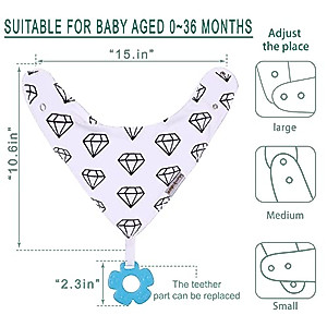 vuminbox Baby Bandana Drool Bibs and Teething Toys Made with 100% Organic Cotton, Absorbent and Soft (10-Pack Unisex)