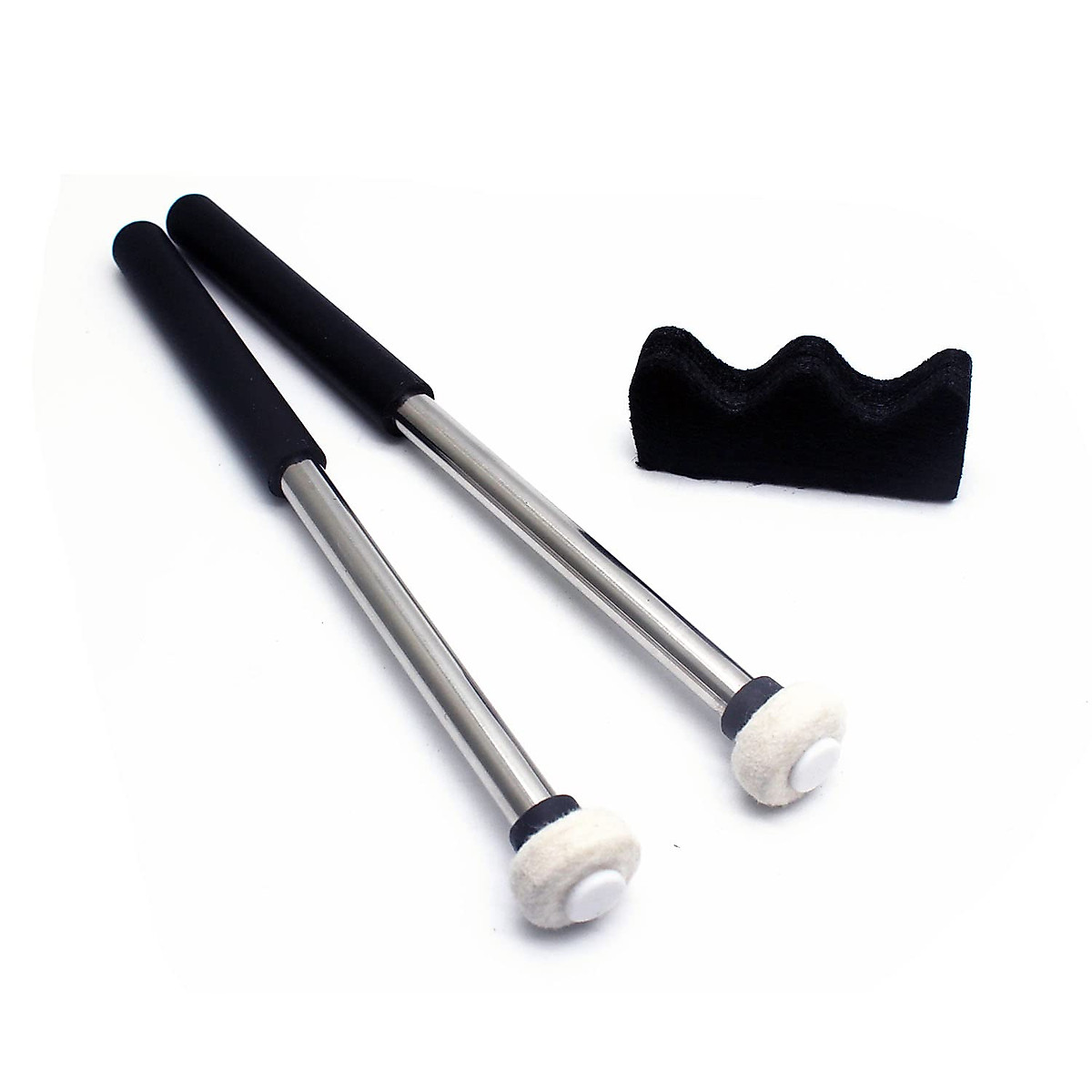 TUOREN 1 Pair Tongue Drum Mallets with Bracket Handpan Drum Sticks Rubber Mallet Percussion Instrument Accessory (Type B)
