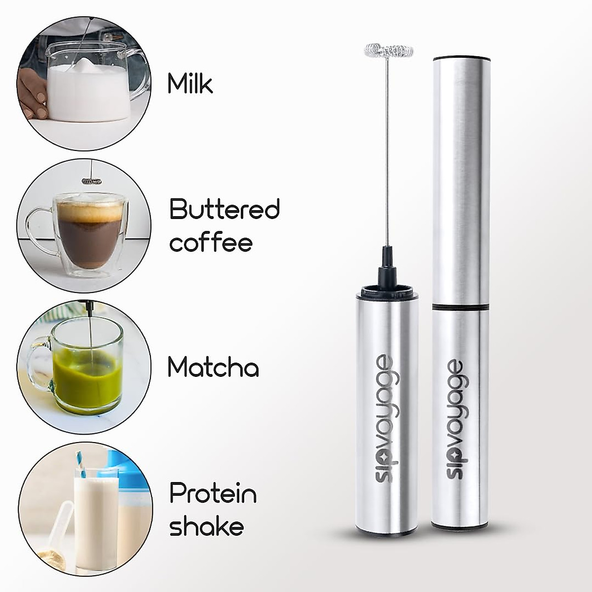 Rechargeable Milk Frother Handheld - 2 Whisks/2 Speed Coffee Frother Rechargeable - One Touch Drink Mixer, Hand Held Frother Wand, Nano Foam Maker for Lattes, Matcha, & Butter, Coffee Stirrers