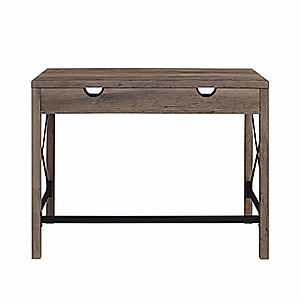 Walker Edison Callum Modern Farmhouse Metal X Writing Desk, 42 Inch, Grey Wash
