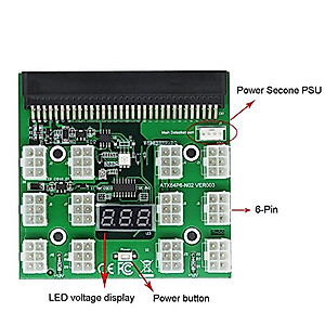S-Union Ethereum ETH ZEC Mining GPU 1200w/750w PSU Breakout Board 12V for DPS-1200FB DPS-1200QB PS-2751-5Q HSTSN-PL12 DPS-700LB PS-2112-5L DPS-750RB DL580 Series (with Power Button)