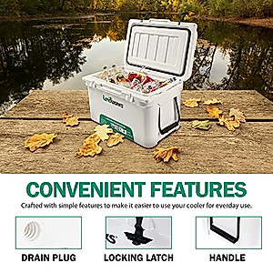 Landworks Rotomolded Ice Cooler 45QT Up to 5 Day Ice Retention Commercial Grade Food Safe Dry Ice Compatible UV Protection 15mm Gasket Bottle Openers Low Profile Latches