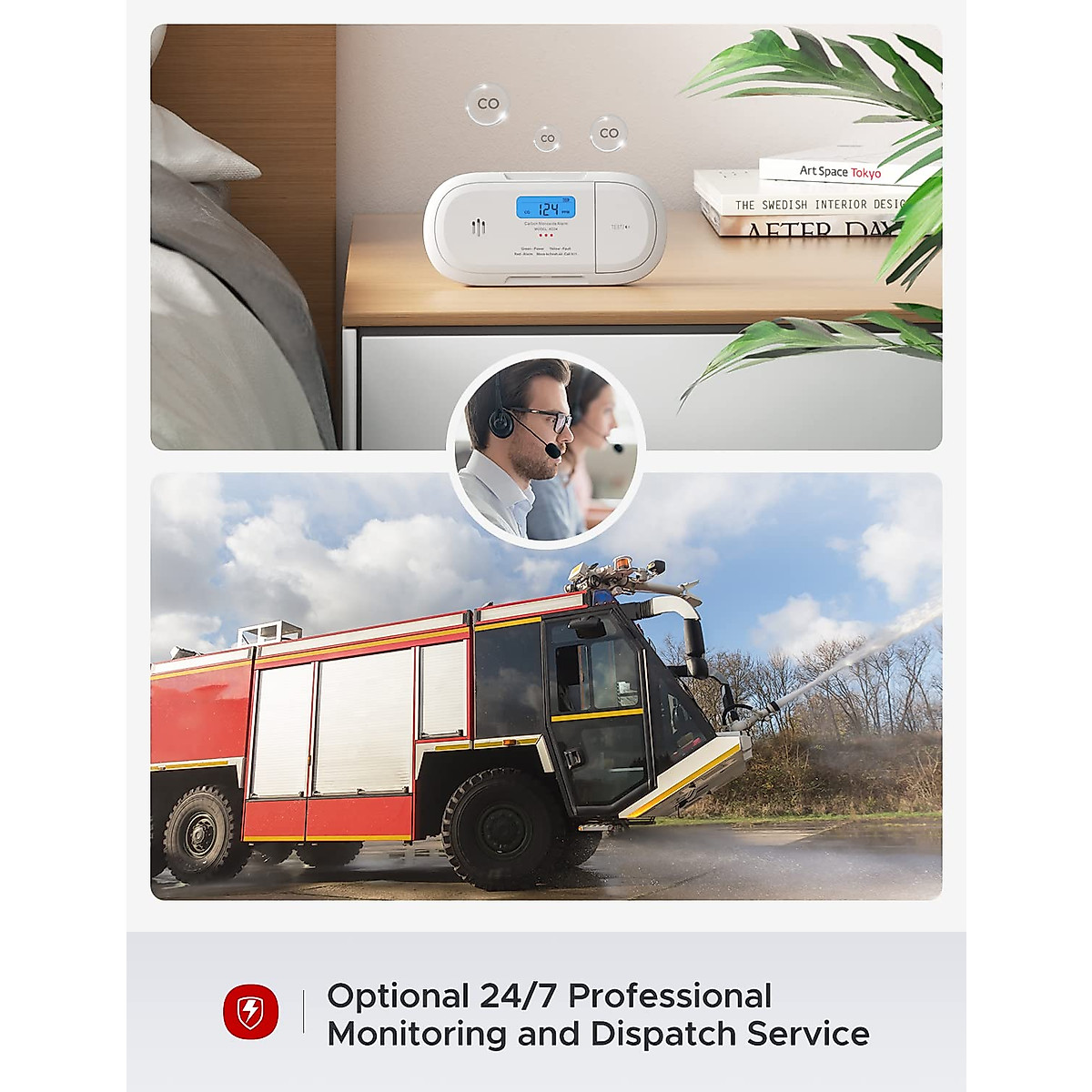 X-Sense Smart Carbon Monoxide Detector, Wi-Fi CO Detector, Real-Time Push Notifications via X-Sense Home Security App, Replaceable Battery, Optional 24/7 Professional Monitoring Service, XC04-WX