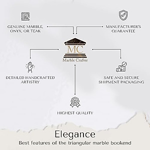 Modern Wedge Marble Bookends – Hand Carved, Polished Stone Bookends w/Non-Slip Rubber Pads – Lightweight & Compact Decorative Bookends (Whirl Green Onyx)