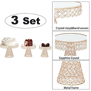 Crystal Cake Stand, Iron Cake Holder with Mirror Dessert Display Plate Serving Tray Cheese Pastry Candy Fruite Display Plate Tray Serving Platter for Birthday Wedding Party Decoration