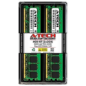 A-Tech 4GB (2x2GB) DDR2 667MHz DIMM PC2-5300 1.8V CL5 240-Pin Non-ECC UDIMM Desktop RAM Memory Upgrade Kit