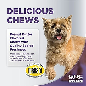 GNC Pets Ultra Calming Soft Chews, All Dogs, Peanut Butter Flavor. 15-oz Canister | Calming Dog Supplements | Calming Chews for Dogs in Peanut Butter Flavor, 60 Count