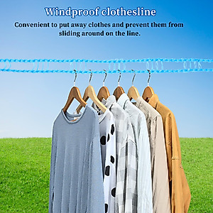 2 Pack Portable Clothesline, Windproof Non Slip Clothesline with Hooks, Adjustable Nylon Clothesline, Retractable Clothesline for Indoor Outdoor Laundry Camping Home