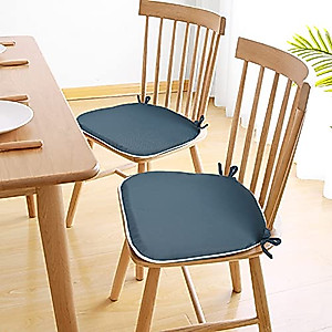 LUCKY KAKA Outdoor/Indoor Waterproof Patio Chair Cushions with Ties, Seat Cushions for Patio Furniture Home Office Garden, U-Shaped 16" x 17" Chair Pads (Set of 4, Black)