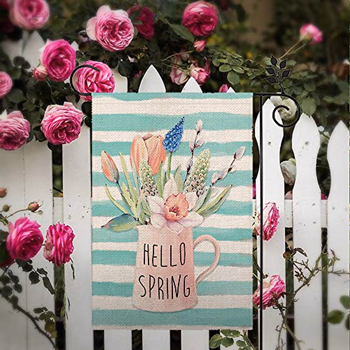 CROWNED BEAUTY Spring Floral Garden Flag 12×18 Inch Small Vertical Double Sided Outside Décor for Yard