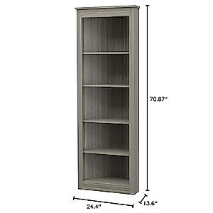 Inval 71" 5-Shelf Corner Bookcase, Gray Smoke Oak