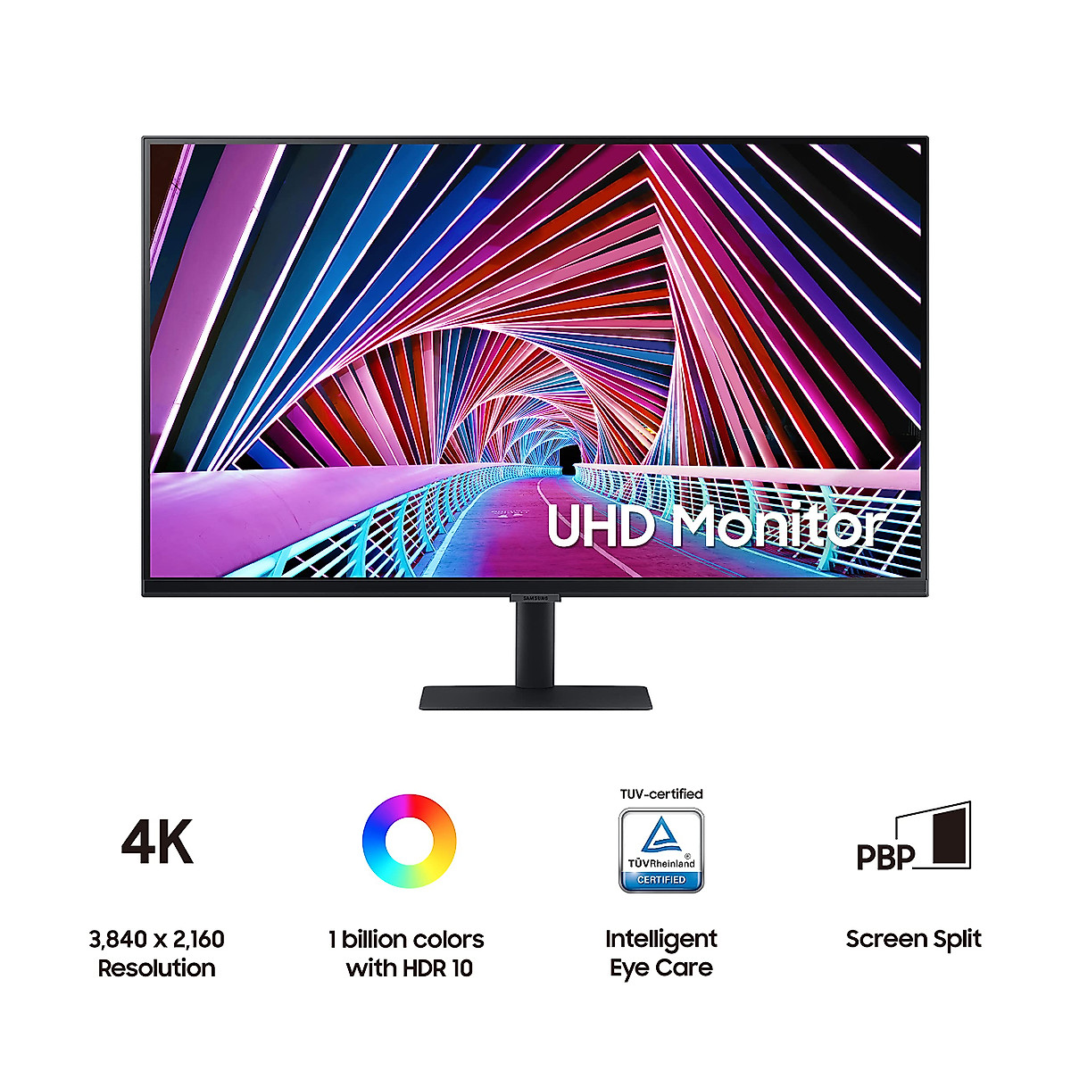 Samsung Business S70A Series 32 Inch 4K UHD 3840x2160 Computer Monitor, VA HDR10, Pivot Stand, DisplayPort, HDMI, Headphone (S32A704NWN) (Renewed)