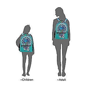 Colorful Peacock Blue School Backpack Bookbag for Boys Girls Teens Casual Travel Bag Computer Laptop Daypack